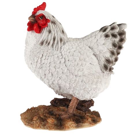 Kura Kurka Biała FIGURKA Ogrodowa 19cm Rzeźba Taras do Ogrodu