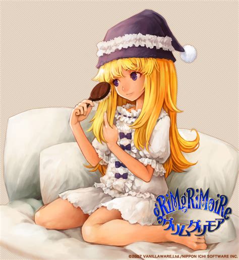 Safebooru 1girl Barefoot Blonde Hair Brush Brushing Feet George Kamitani Grimgrimoire Hat