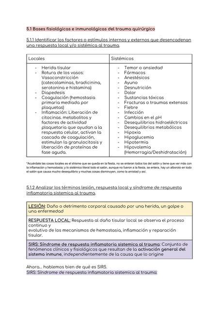 Bases fisiológicas e inmunológicas del trauma quirúrgico Alisson