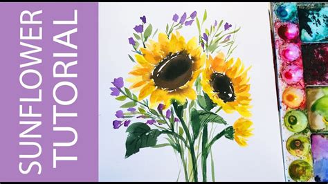 Watercolor Sunflower Painting For Beginners Real Time Daily Painting
