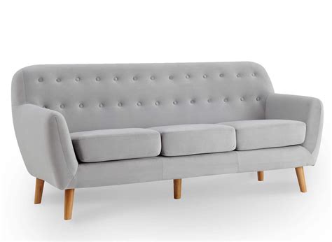 Canap Scandinave Places Tissu Velours Gris Viky Dip