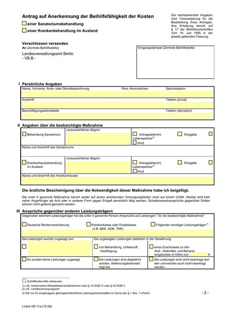 Antrag Auf Anerkennung Der Beihilfef Higkeit Der Kosten Pr Fk De