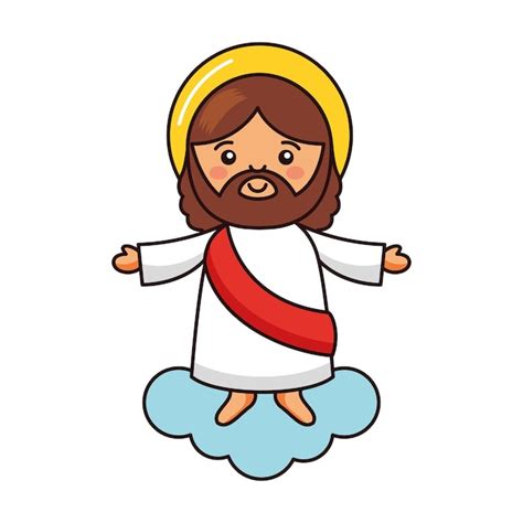 Ascensão de desenho animado de jesus Vetor Premium