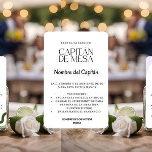 Etiquetas Capitán De Mesa Para Botellas De Boda XV Años Fiesta Etsy