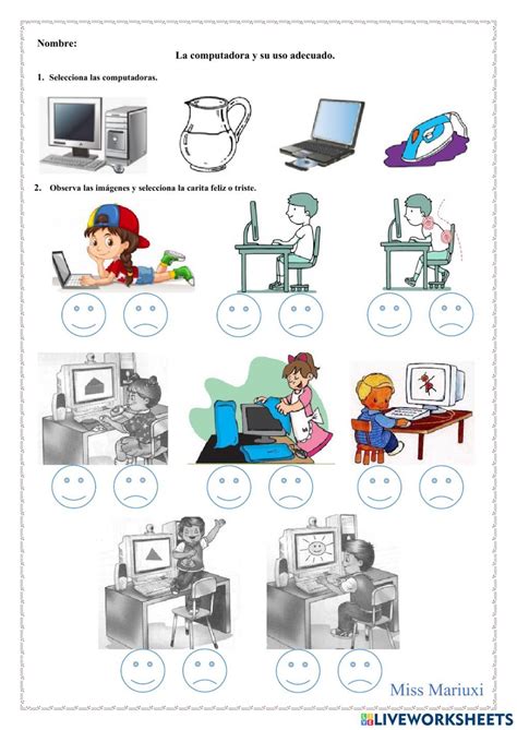 La Computadora Y Su Uso Adecuado Worksheet Computer Activities For