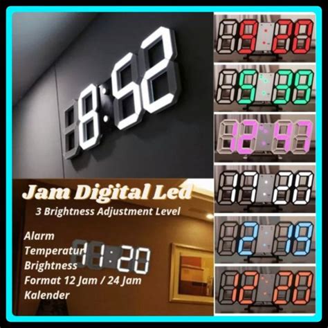 JAM DINDING DIGITAL LED JAM MEJA ALARM SUHU JAM 3D LED BESAR MODERN