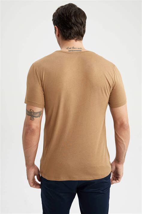 Kahve Erkek Slim Fit Bisiklet Yaka Premium Kalite Basic Tişört 2554104