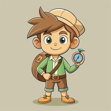 Chico lindo como un explorador con una brújula Impresión de arte