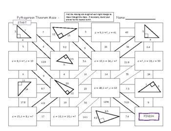 Pythagorean Theorem Maze By The Math Archi Tech TpT