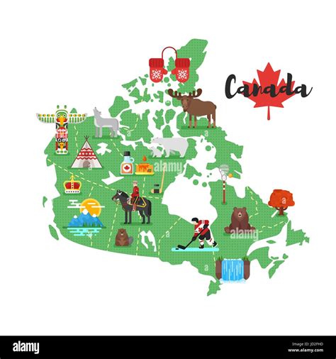 Vector Flat Style Illustration Of Canadian Map With Canadian National