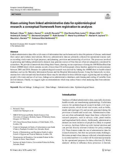 pdf biases arising from linked administrative data for epidemiological research a conceptual
