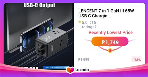 LENCENT 7 In 1 GaN III 65W USB C Charging Station Multi Outlet