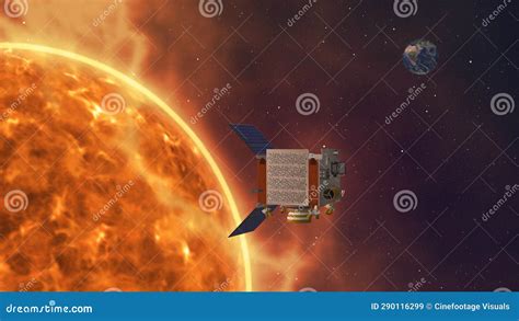 A Spacecraft Floating In Orbit Around Sun In Outer Space Royalty Free