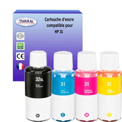 4 Bouteilles Encres Compatibles Avec HP 32 31 Pour HP Smart Tank 530