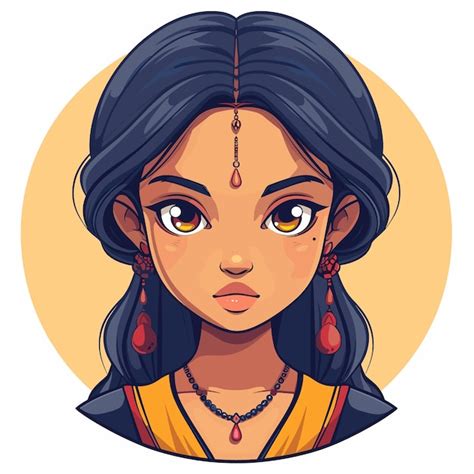 Vector Illustration Of Beautiful Indian Woman In Traditional Indian