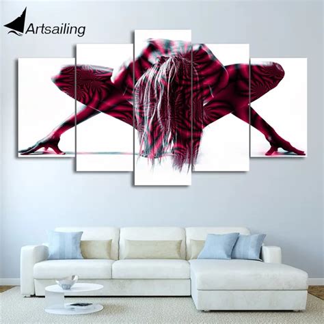 HD Printed 5 Piece Canvas Art Nude Woman Painted Body Art Painting Wall