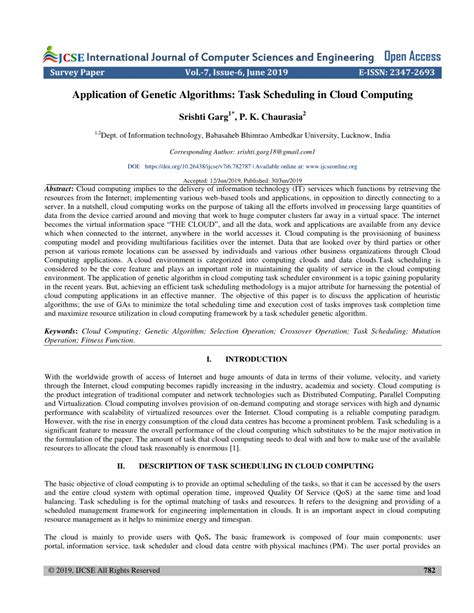 pdf application of genetic algorithms task scheduling in cloud computing