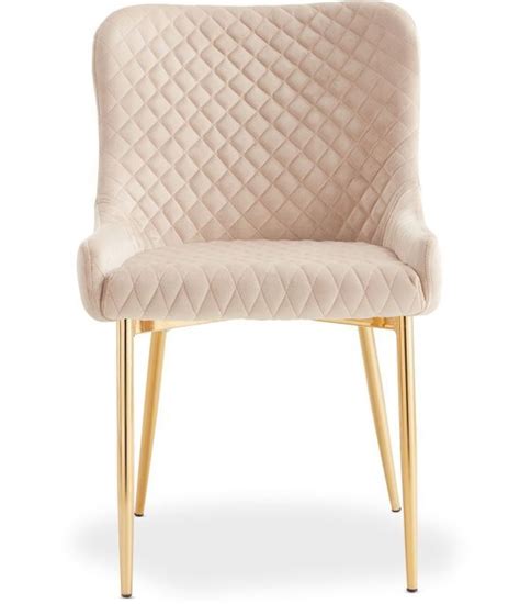 Chaise velours beige et pieds métal doré Ella Lot de 4 LesTendances fr