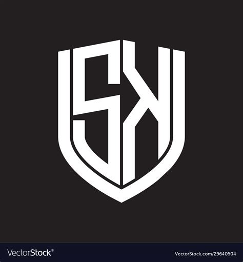 Sk Logo Monogram With Emblem Shield Design Vector Image