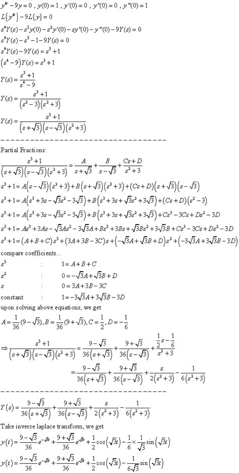 differential equations solved examples solve by using laplace transforms y 9y 0 y 0