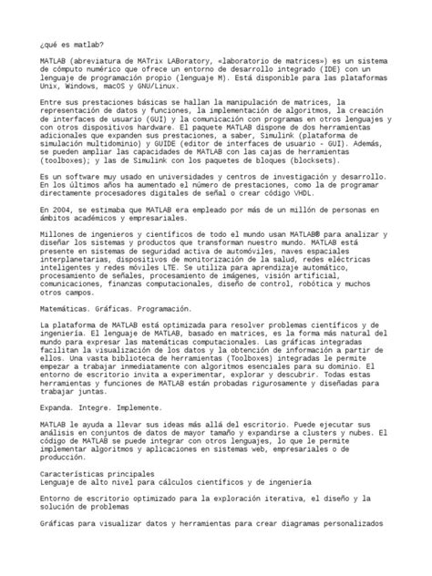¿qué es matlab pdf matlab informática