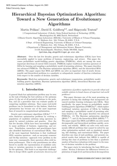 pdf hierarchical bayesian optimization algorithm toward a new generation of evolutionary