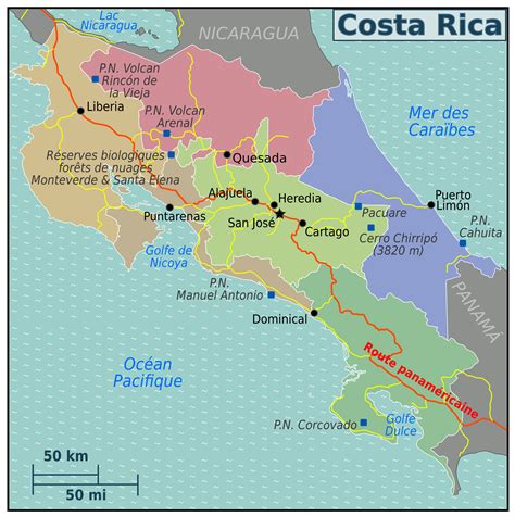 Printable Map Of Costa Rica