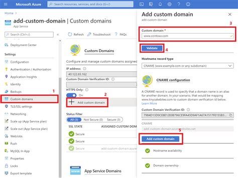 Custom Domain Name In Azure App Service Dmainname