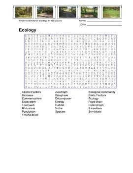 Free Printable Ecology Word Searches