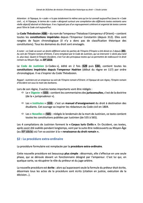 Introduction Historique Au Droit L1 Fiches PDF Jurixio