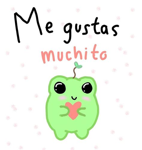 A Green Cat With A Pink Heart On Its Nose And The Words Me Gustas