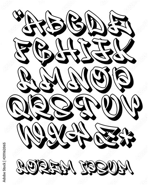Graffiti Alphabet 3D Hand Written Vector Font Vector De Stock
