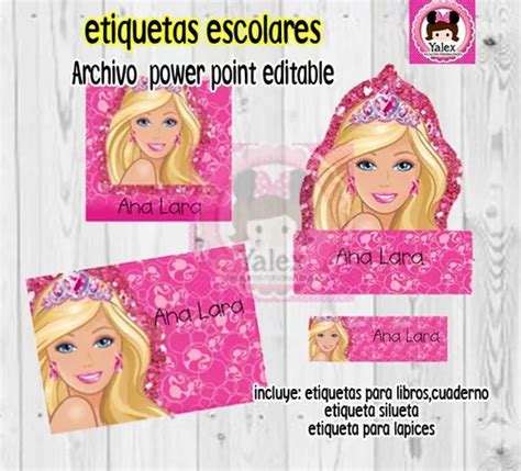 Etiquetas Escolares Barbie Editable Imprimible Meses Sin Intereses