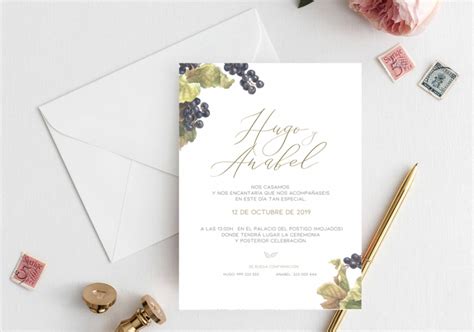 Invitacion De Boda Personalizada Acuarela Doce Leguas Estudio Creativo
