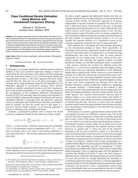 class conditional density estimation using mixtures ieee xplore