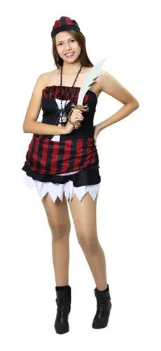 Disfraz Vestido Pirata Bucanera Con Collar Y Espada Para Dama Adulto