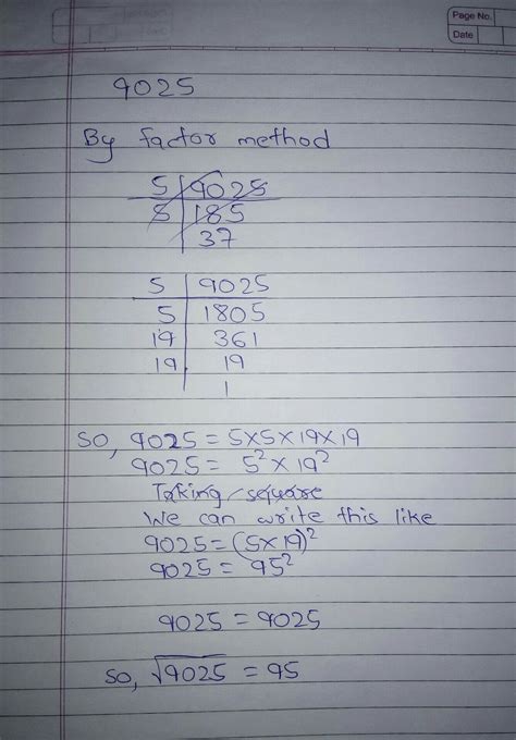Find The Square Root Of 4225 By Using Factor Methods Brainly In