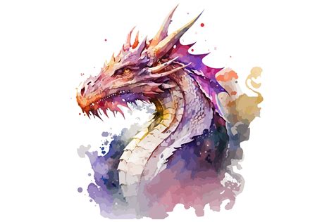 Watercolor Dragon Vector Illustration Graphic By BreakingDots
