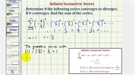 Ej Determine si una serie geométrica infinita alterna converge o