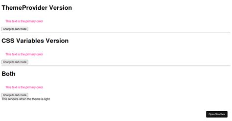 Css Variables Vs Themeprovider Codesandbox