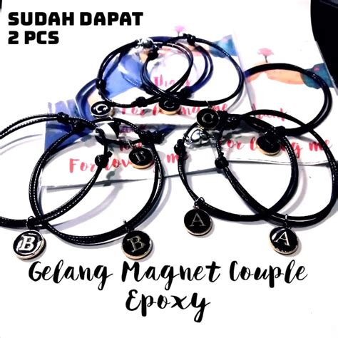 Jual GELANG COUPLE MAGNET HURUF GELANG EPOXY GELANG INISIAL ATAU