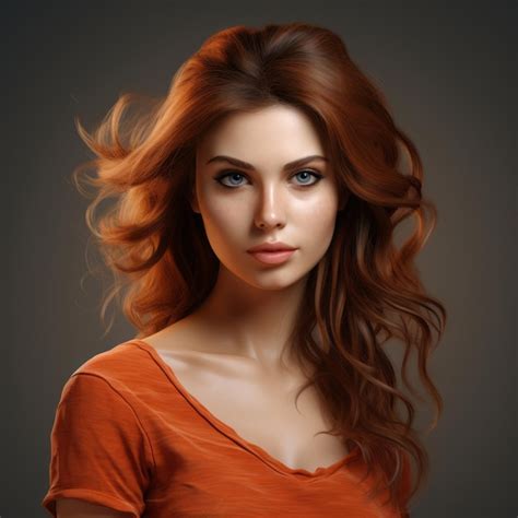 Premium AI Image A Beautiful Woman With Long Red Hair And Blue Eyes