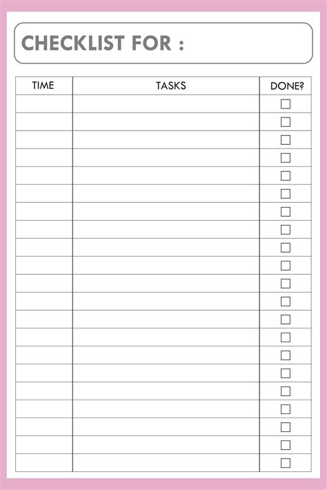 Printable Blank Checklist Templates Pdf Printables Hub