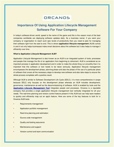 Ppt Importance Of Using Application Lifecycle Management Software For