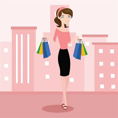 Estilo De Dibujos Animados De Fondo De Compras Vector Premium