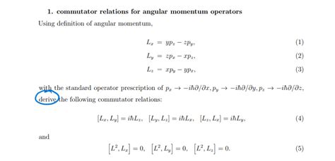 solved 1 commutator relations for angular momentum