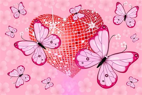 Heart Butterflies Butterflie Pink Heart HD Wallpaper Peakpx