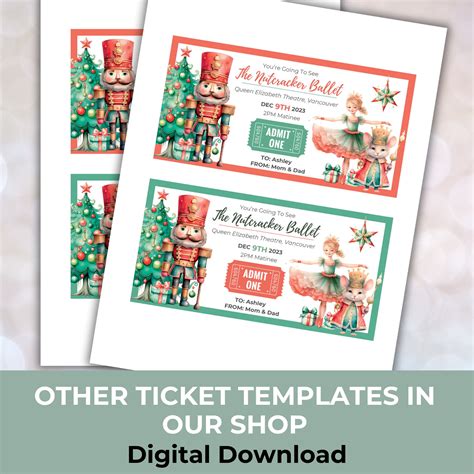 Editable Nutcracker Ticket Personalized Nutcracker Ballet Surprise
