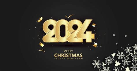Premium Vector Happy New Year 2024 With Shiny Numbers With Dark Black