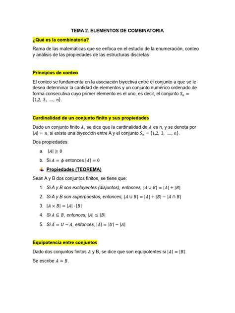 resumen combinatoria pdf conjunto matemáticas permutación
